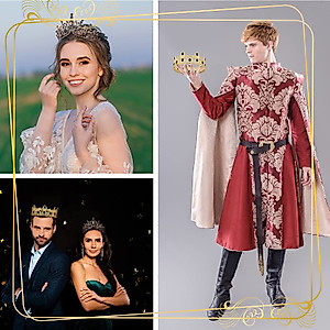 Ferraycle 2 Pcs Crowns for Men Women King Royal Crown with Black Rhinestone Crystal Queen Royal Round Crown Halloween Medieval Princess Costume for Wedding Homecoming Prom Party Decorations