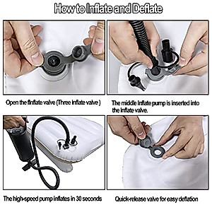 LUCKLYJONE Inflatable Toddler Travel Bed, Kids Airplane Bed, Travel Foot Rest Pillow for Toddler Included Inflatable Travel Bed, Manual Inflatable Pump, Travel Bag