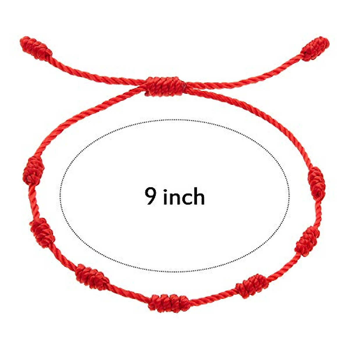 WILLBOND 6 Pieces Red String Bracelets Red Cord Bracelet Adjustable Red Knot String Bracelet Amulet for Protection, Evil Eye and Good Luck(7 Knots Style)