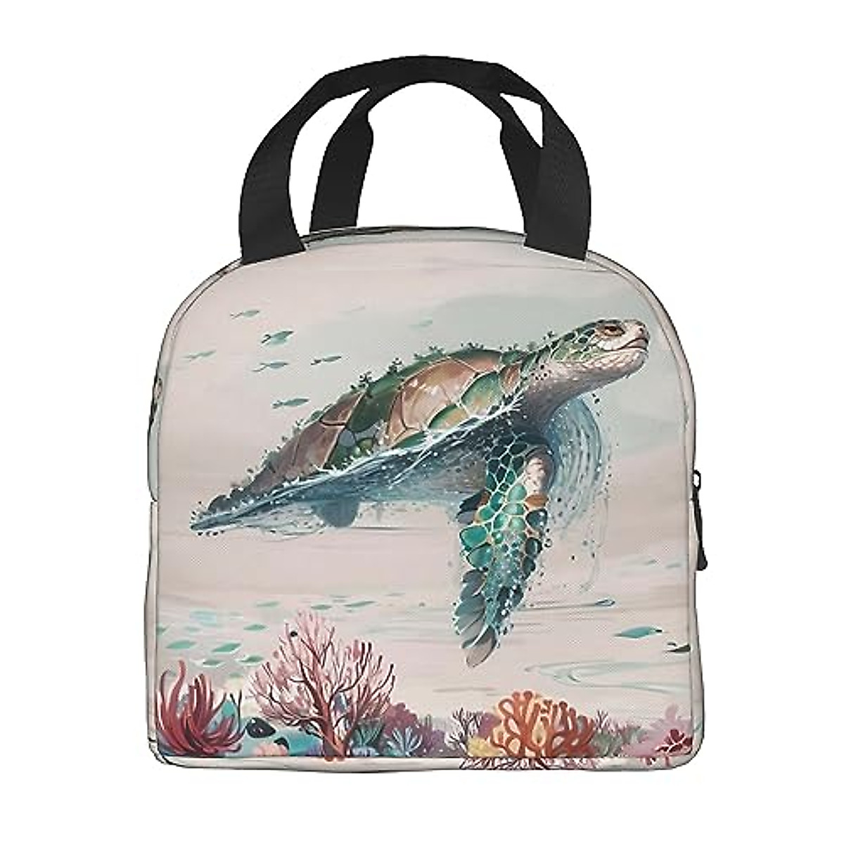 CIOAHYRA Sea Turtle Lunch Bag for Women Men Insulated with Containers Warming Reusable Lunch Box Waterproof Thermal Tote Bag Cooler Bag