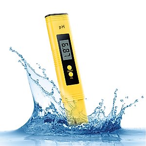 HEYAXA Digital PH Meter for Water, 0.01 PH High Accuracy Pen Type PH Tester for Household Drinking Water, Aquariums, Swimming Pools, PH Range 0-14（Yellow)