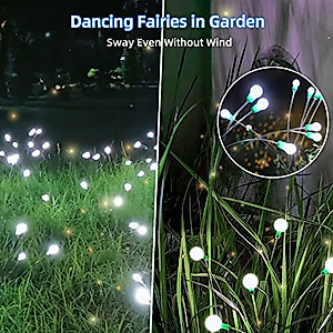 Aluan Firefly Lights Plug in, 2 Pack Garden Decorative Lights Waterproof, Starburst Swaying Outdoor Decorative Lights with 4 Lighting Modes for Garden Patio Flowerbeds Pathway Landscape，Cool White