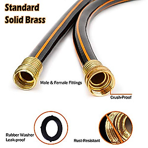 Black-Orange Garden Short Hose 5/8 in. x 6 ft. Hose Reel Lead in Hose, Male/Female Solid Brass Fittings, No Leaking, Short Connector Hose for Water Softener, Dehumidifier, Camp RV, Janitor Sink Hose