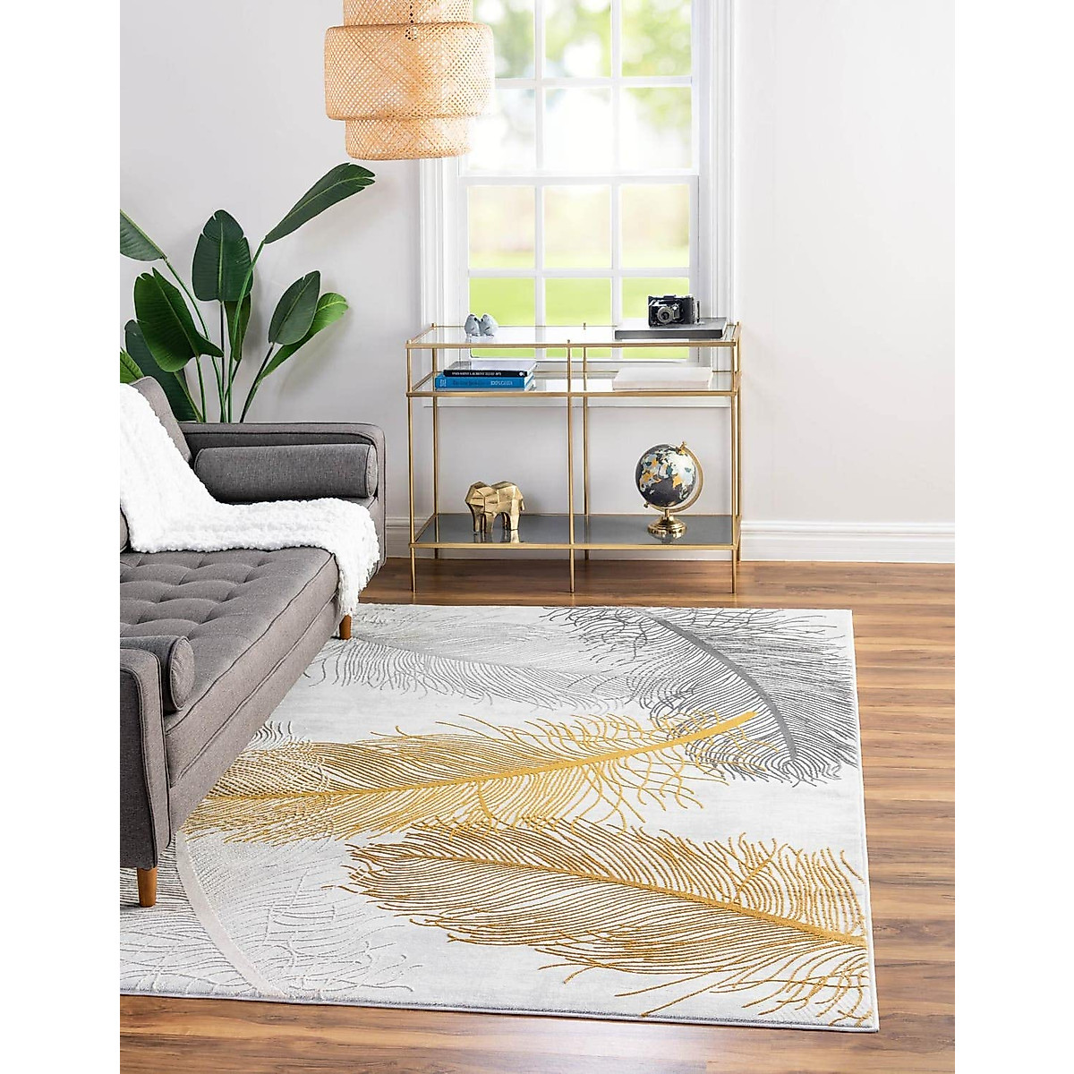 Unique Loom Finsbury Collection Area Rug - Camilla (7' 1" x 10' Rectangle, Yellow Gray/ Ivory)
