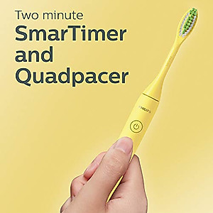 Philips One by Sonicare Battery Toothbrush, Mango, HY1100/02 + Philips One by Sonicare 2pk Brush Heads, Mango BH1022/02