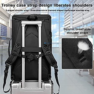 Asenlin Travel Backpack for Women Men，40L Large Carry on Backpack，17 Inch Laptop Backpack Flight Approved Water Resistant Sports Luggage for Casual Daypack Hiking Backpack-Black