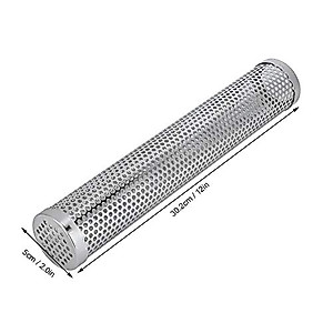 Grill Smoker Tube, Durable Portable BBQ Smoker, 12in Stainless Steel Hexagonal, Round for Charcoal Grill Electric Grill Gas Grill(Round)