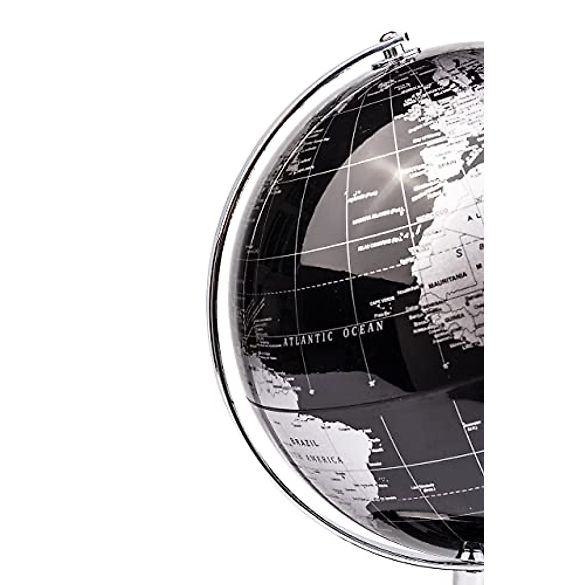 Exerz World Globe Black Dia 5.5-inch - Mini Educational Globe of Earth - Metal Base - Metallic Black