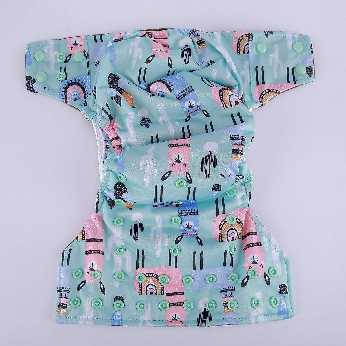 Sigzagor 3 AIll in One Cloth Diapers Nappies for Night AIO Sewn in Insert Reusable Washable (Lamas Pack)