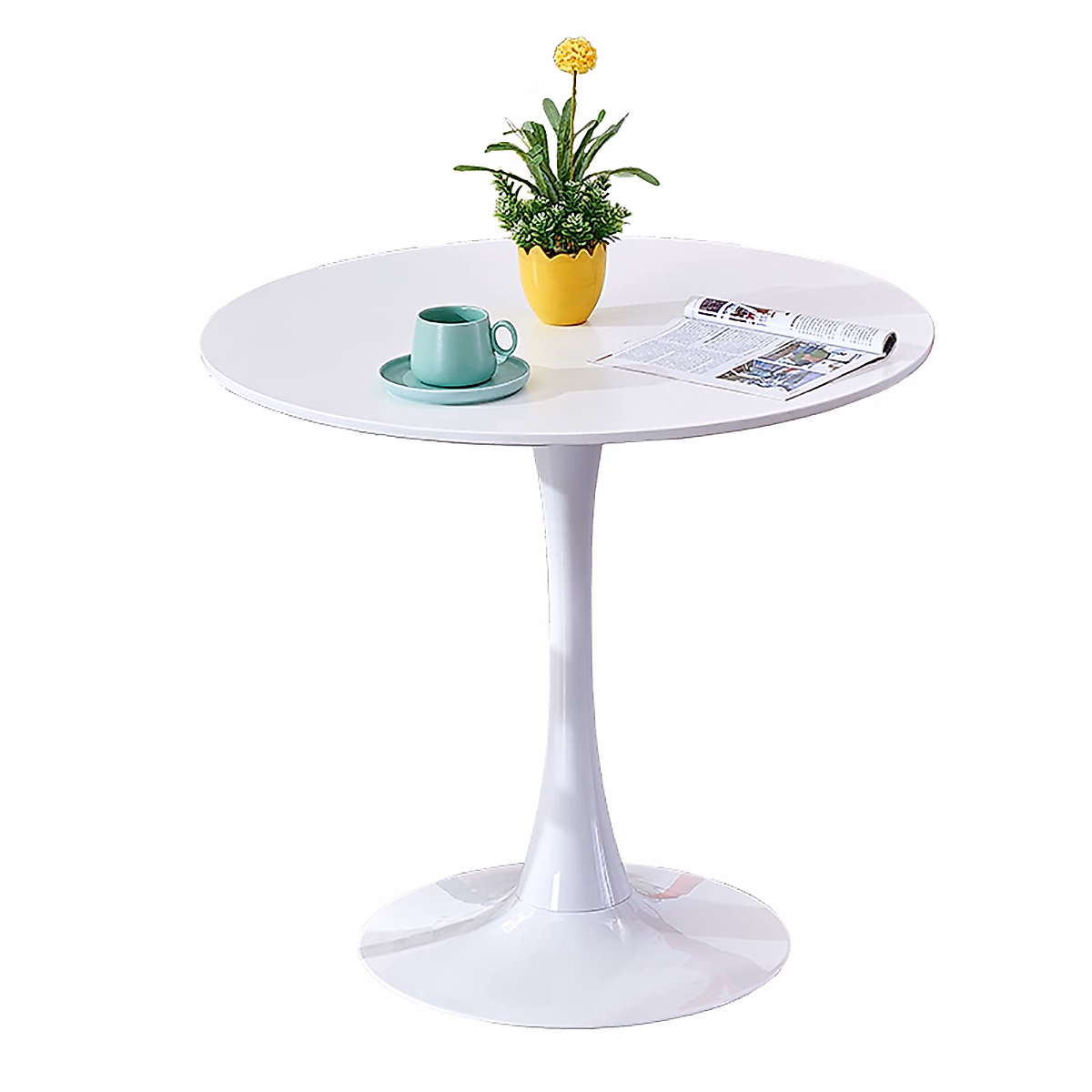 Forsho Tulip Table 32" Round Dining Table Set for 4, Mid Century Modern Circle Dining Table with Pedestal Base (White)