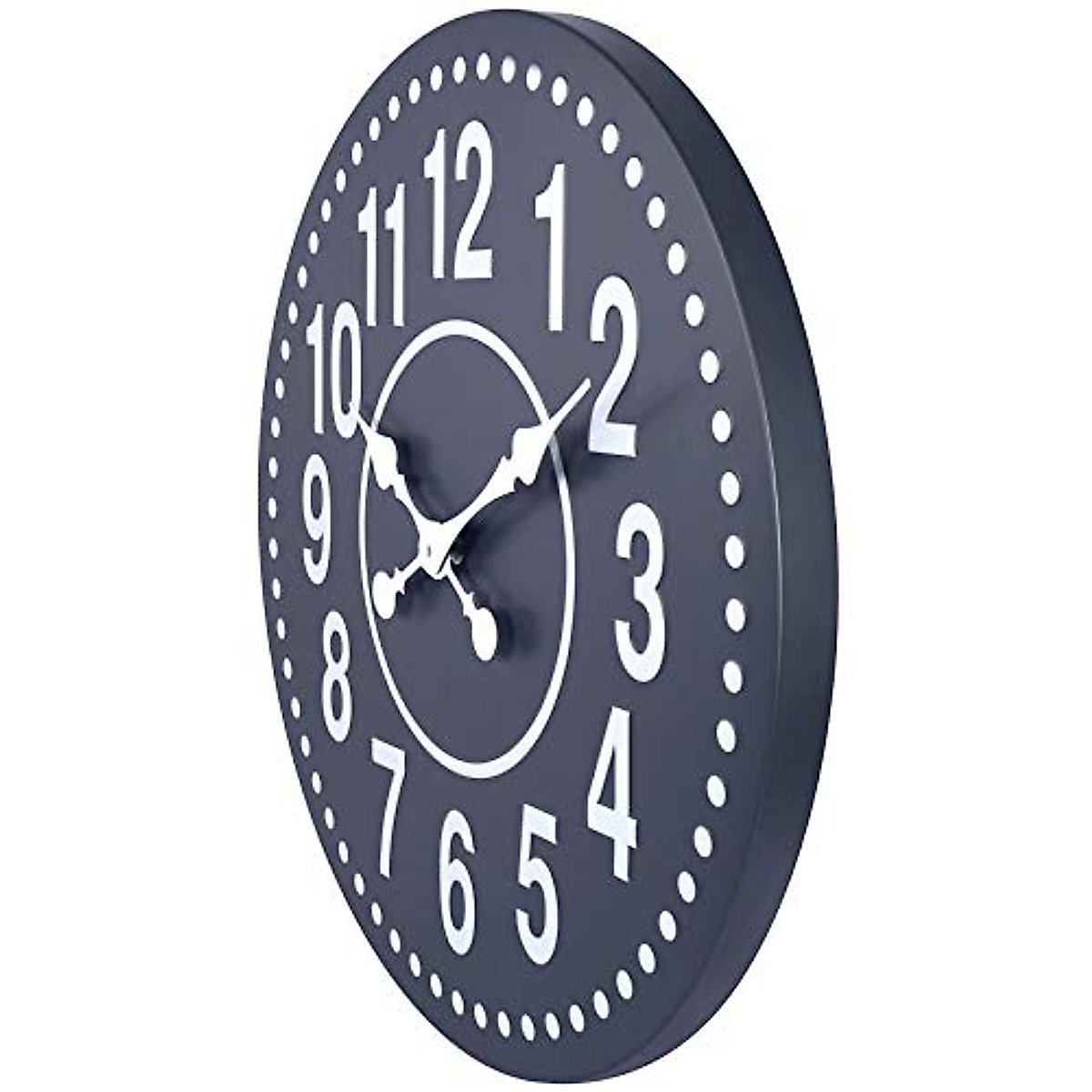 Infinity Instruments Gunmetal 20 inch Farmhouse Wall Clock Living Room Decor Metal Frame Decorative (Blue)