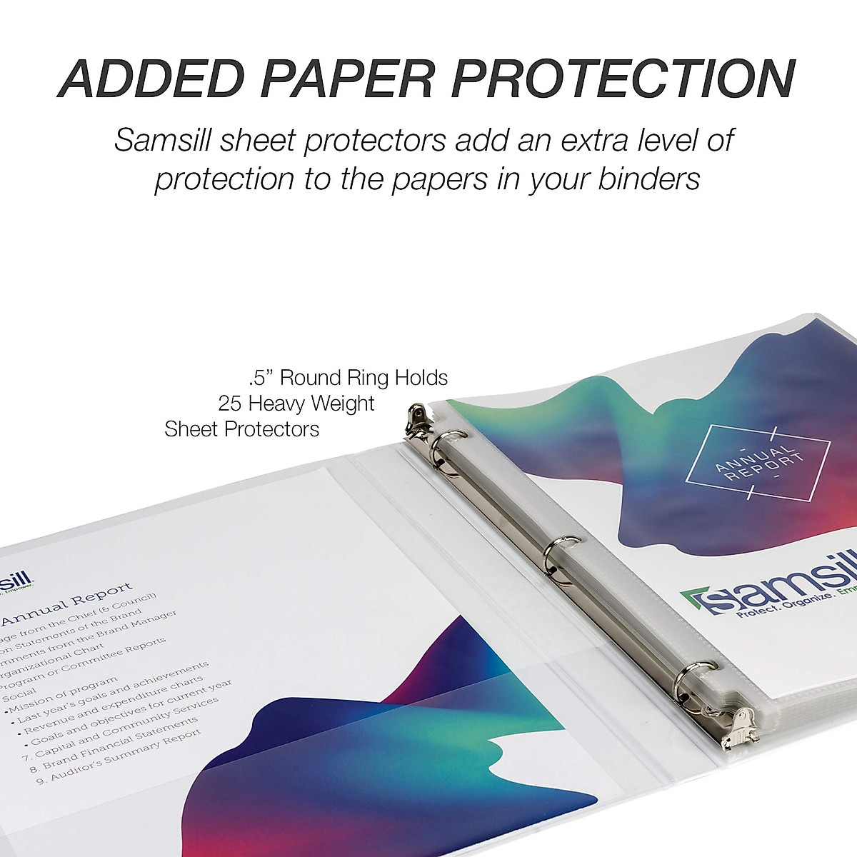 Samsill Durable .5 Inch Binder, Made in The USA, Round Ring Customizable Clear View Binder, White, 8 Pack (S88417)