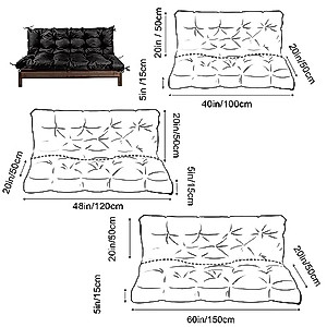 Outdoor Bench Cushion, 2-3 Seater Waterproof Upholstered Bench Cushion, Thickened 5" Outdoor Lounger Cushion with Ties, Porch Swing Cushion. Waterproof, Washable.（Khaki） 60x40in