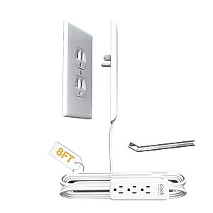 Sleek Socket No Shock Child & Pet Protector Outlet Concealer with Protective Cord Clips, Flat Extension Cord with 3 Outlets Power Strip (Safeguards Toddlers and Pets from Chewing Dangerous Cords)
