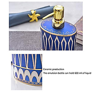 TFIIEXFL Ceramic Bath Accessory Set | Includes Liquid Soap or Lotion Dispenser w/Toothbrush Holder, Tumbler, Soap Dish