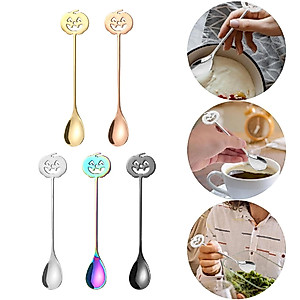 Halloween Spoon Halloween Coffee Spoon Stainless Steel Mixing Coffee Stirrer Spoon With Pumpkin Head Stainless Steel Dessert Spoon Halloween Party Dinnerware (Black)