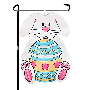 Easter Garden Flag Outdoor Decorations for Outside Double-Sided Printed, Cute Rabbit Egg Yard Flags House Yard Spring Seasonal Decoration 13.6 x 19.7 Inch