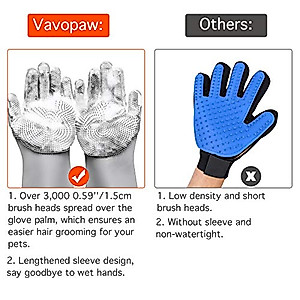 VavoPaw Magic Pet Grooming Gloves, Dog Bathing Shampoo Gloves with High Density Teeth, Heat Resistant Silicone Pet Hair Remover Brush for Cat & Dogs, Gray