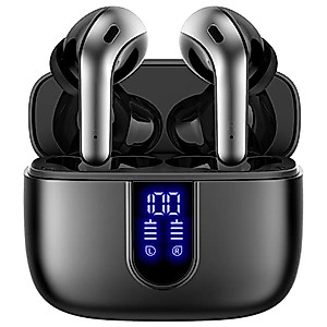 TAGRY Bluetooth Headphones True Wireless Earbuds 60H Playback LED Power Display Earphones with Wireless Charging Case IPX5 Waterproof in-Ear Earbuds with Mic for TV Smart Phone Computer Laptop Sports