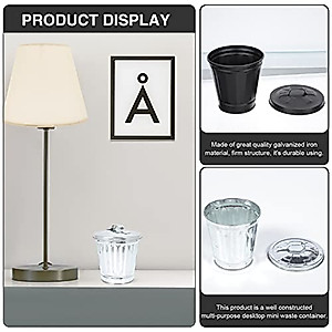 Cabilock Car Decor 6 pcs Holder Jars Bathroom Shape Cover Household Mini Pen Vintage Bins Decorations Small Bin Wastebasket Iron Garbage with Tabletop Pail Appearance Desk Car Utility Outdoor Decor