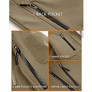 TACVASEN Men's Waterprooft Ski Snow Jacket Hiking Military Hunting Outdoor Jacket Khaki, M