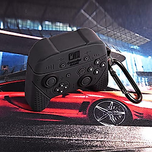 AIRSPO AirPods Pro Case 3D Cute Cartoon Silicone AirPod Pro Case Cover Funny Game Controller Protective Skin for AirPods Pro with Keychain for Girl Boys Teens（Black）