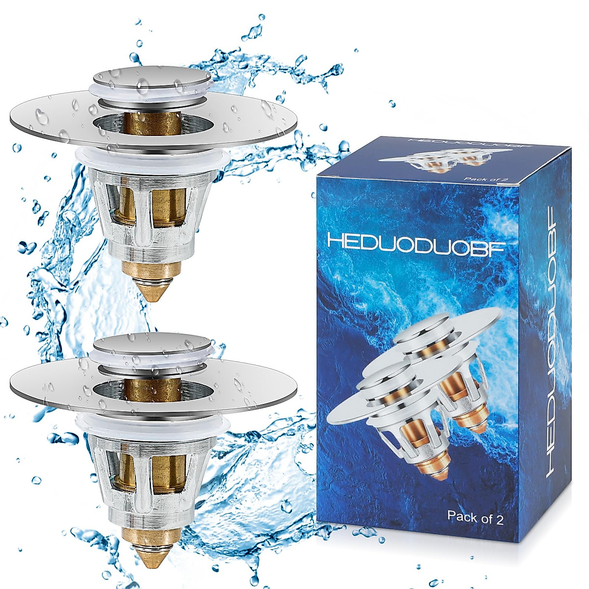 2-in-1 Bathroom Sink Stopper，pop up Sink Drain Stopper，Sink Drain Strainer and Pop-Up Stopper - Hair Catcher and Clog Remover for Bathroom Sinks and Bathtubs,2-Pack