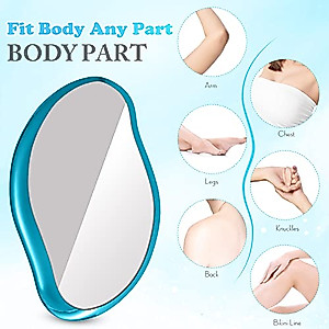 Crystal Hair Eraser, Reusable Crystal Hair Remover Magic Painless Exfoliation Hair Removal Tool, Magic Hair Eraser for Back Arms Legs, Washable, Hair Remover for Women and Men(Blue)