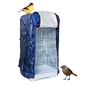 UCATQ Bird Cage Covers, Dark Blue Color Large Birdcage Cover, Warm Windproof Waterproof Shell Shield for Square or Long Cage Crate