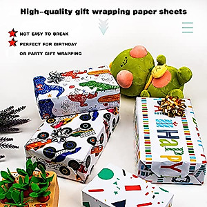 ZHULUOJI Gift Wrapping Paper Birthday Cartoon Wrapping Papers for Kids Birthday Gift Wrap 12 Sheets Folded Flat Gift Wrap Paper, 19.7 X 27.6 Inch Per Sheet