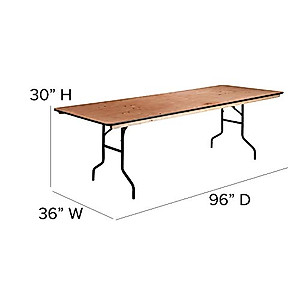 Flash Furniture 8-Foot Rectangular Wood Folding Banquet Table with Clear Coated Finished Top