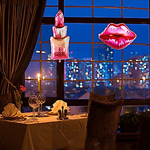 HORUIUS Red Lips Balloons Lipstick Balloons Red Kiss Lips Balloons Shaped Foil Mylar Balloons for Birthday Bridal Shower Valentine's Day Wedding Party Marriage Engagement Decorations 4PCS