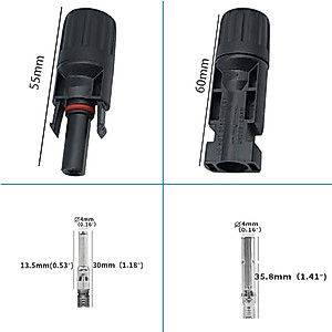 mznowsea 12 PCS Solar Connectors IP67 Waterproof 1000V 30A Male & Female Solar Panel Cable Connectors (12AWG-10AWG)