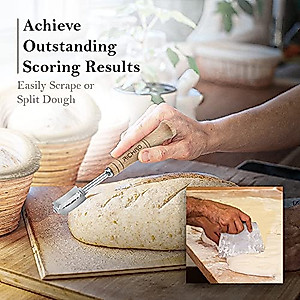 2 Pack 10 Inch Oval Bread Proofing Basket for Sourdough Bread - Bread Basket Baking Bowl With Bread Lame & 5 Blades,Dough Scraper and Linen Liner Cloth Banneton Proofing Basket for Home Bakers