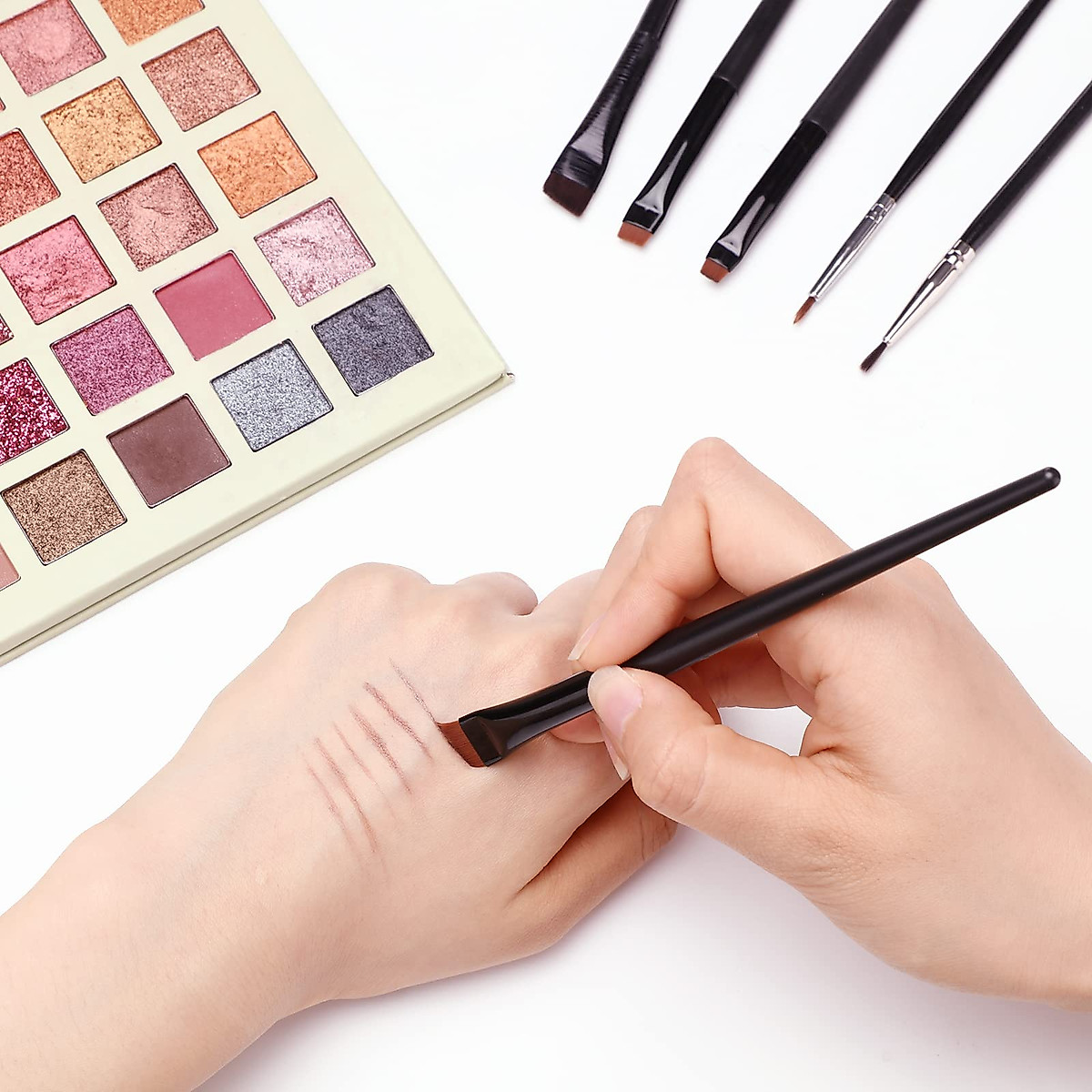 Potchen 30 Pcs Eyeliner Brush Set Gel Angled Eye Liner Brush Fine Flat Slanted Eyebrow Brushes Define Brow Brushes Thin Makeup Brushes Tool for Women Girls Salon Beauty Cosmetic Esthetician Supplies