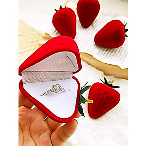 Strawberry Ring Box Strawberry Shaped Velvet Ring Jewelry Storage Box Gift Box,Ring Earrings Jewelry Counter Display Props