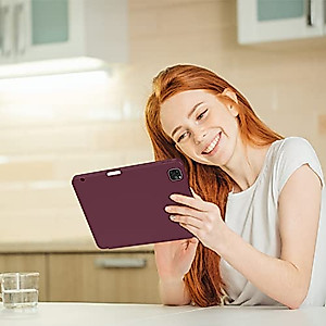 ZryXal New iPad Pro 12.9 Inch Case 2022/2021/2020(6th/5th/4th Gen) with Pencil Holder,Smart iPad Case [Support Touch ID and Auto Wake/Sleep] with Auto 2nd Gen Pencil Charging (Wine)