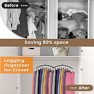 Hendiy Legging Organizer for Closet Rotatable,Pants Hangers with 10 Clips,Upgrade Legging Organizer for Closet，Leggings/Shorts/Jeans/Skirts Pants Hangers Space Saving Closet Organizers and Storage 1pc