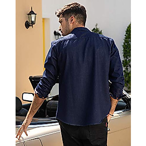 Coofandy Mens Casual Dress Shirt Button Down Shirts,Type 01 - Ultramarine Blue,Large