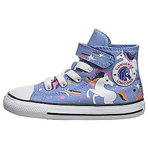 Converse Baby-Girl's Chuck Taylor All Star 1V Unicons Sneaker, Light Blue/Black/White, 3 M US Infant