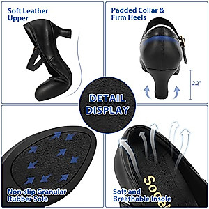 Ankle Strap Dance Heels Womens Character Shoes Ballroom Latin Dress Pumps, 8 M US Black