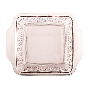 Anchor Hocking Square Baking Dish - Glass - 8 x 8 - Embossed - Rose