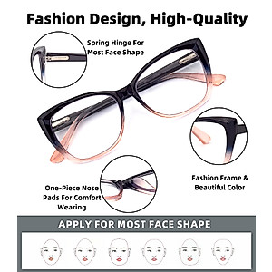 Autojouls 3-Pack Reading Glasses for Women，Oprah Style Frame Spring Hinge Clear Lens Readers Glasses, Black BlackPink Transparent 2.5 x