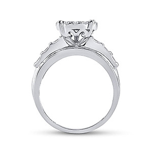The Diamond Deal 10kt White Gold Round Diamond Cluster Bridal Wedding Engagement Ring 7/8 Cttw