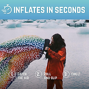 Chillbo Shwaggins Inflatable Couch – Cool Inflatable Chair Easy Setup Perfect for Hiking Gear, Beach Chair and Music Festivals.(Rainbow Swizzle)