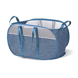 Pop Up Laundry Hamper,Collapsible Mesh Laundry Basket,Foldable Laundry Caddy with Durable Handles,Portable Dirty Clothes Hamper for Dorm/Bathroom/Travel,Laundry Caddy for Space Saving and Storage