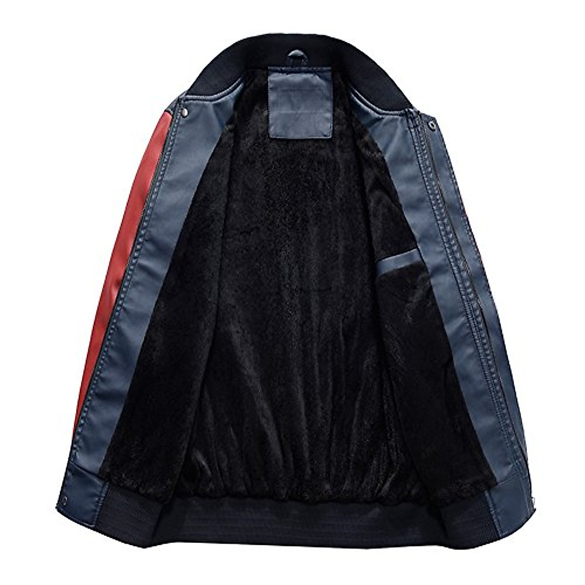 Lavnis Men's Faux Leather Jacket Casual Baseball Stand Collar Slim Fit Coat White 2XL