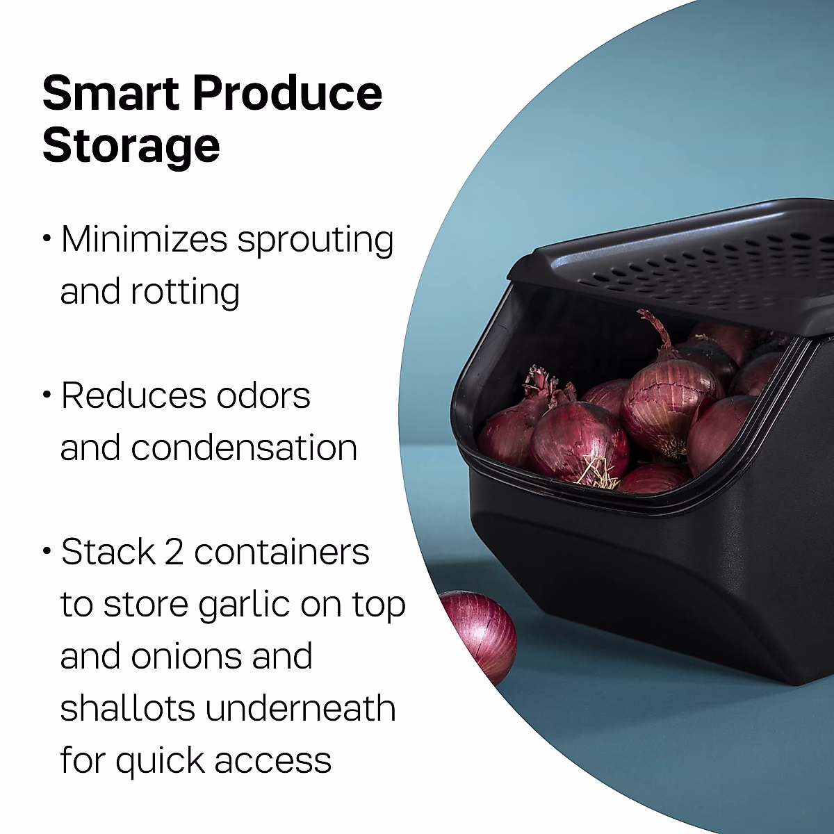 Tupperware Brand Onion & Garlic Smart Container - Keep Contents Firm & Fresh - Store Up to 6lbs - Dishwasher Safe