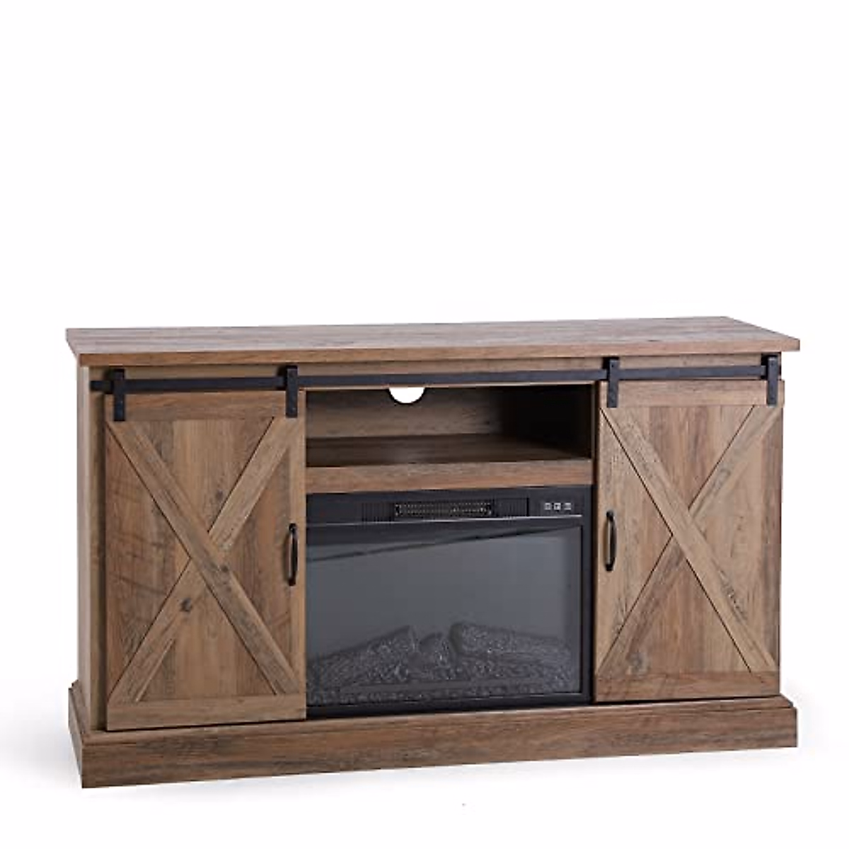 MAISON ARTS 47" Fireplace TV Stand with Electric Fireplace Inserts Farmhouse Barn Door Media Console Table Entertainment Center for TVs Up to 55" for Home Living Room Bedroom, Oak