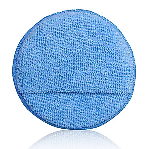 Microfiber Wax Applicator, AutoCare Ultra-Soft Microfiber Wax Applicator Pads with Finger Pocket Wax Applicator for Cars Wax Applicator Foam Sponge (Blue, 5" Diameter, Pack of 10)
